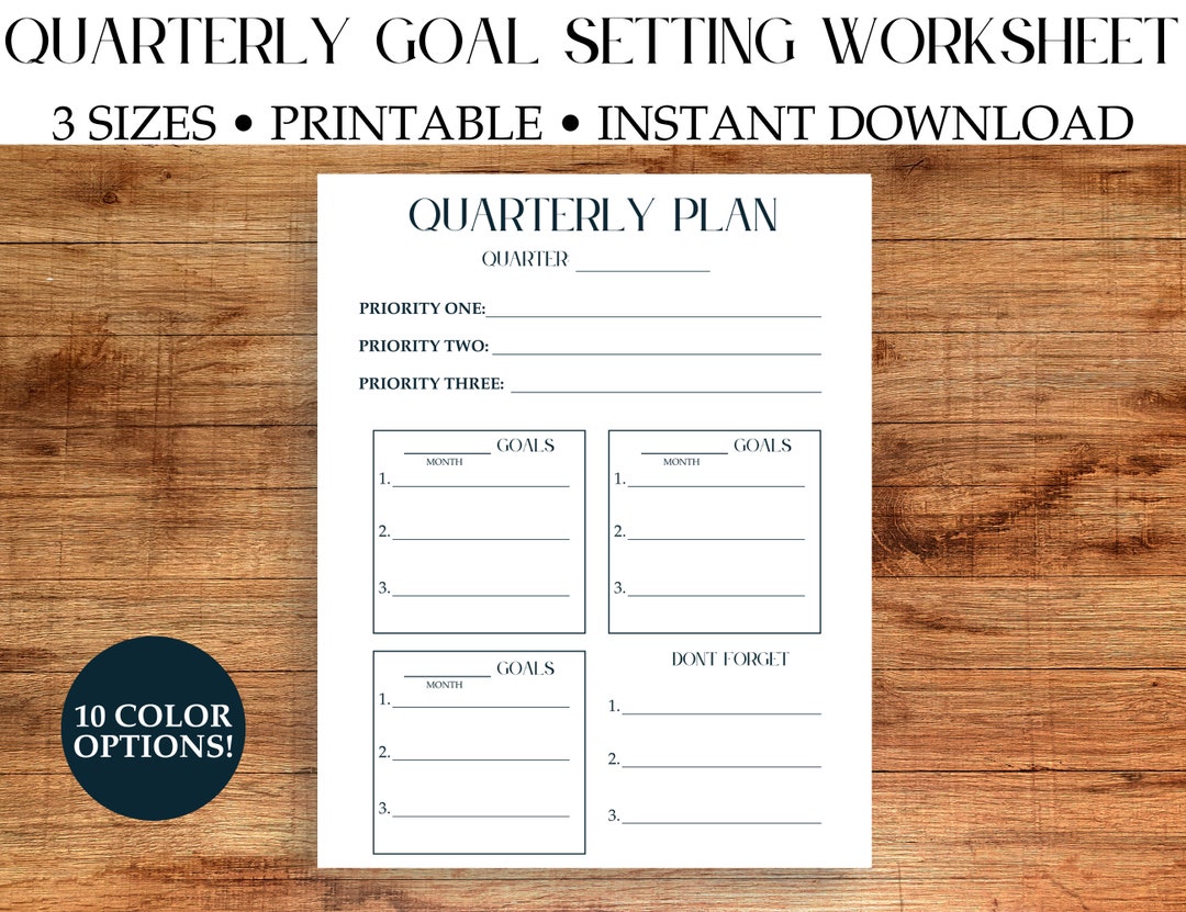 2023 Quarterly Goal Setting Worksheet for 2023 Printable Planner - Etsy