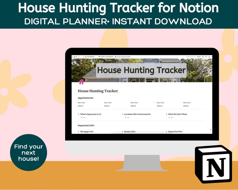 House Hunting Tracker Notion Template, Real Estate Planner (digital ...