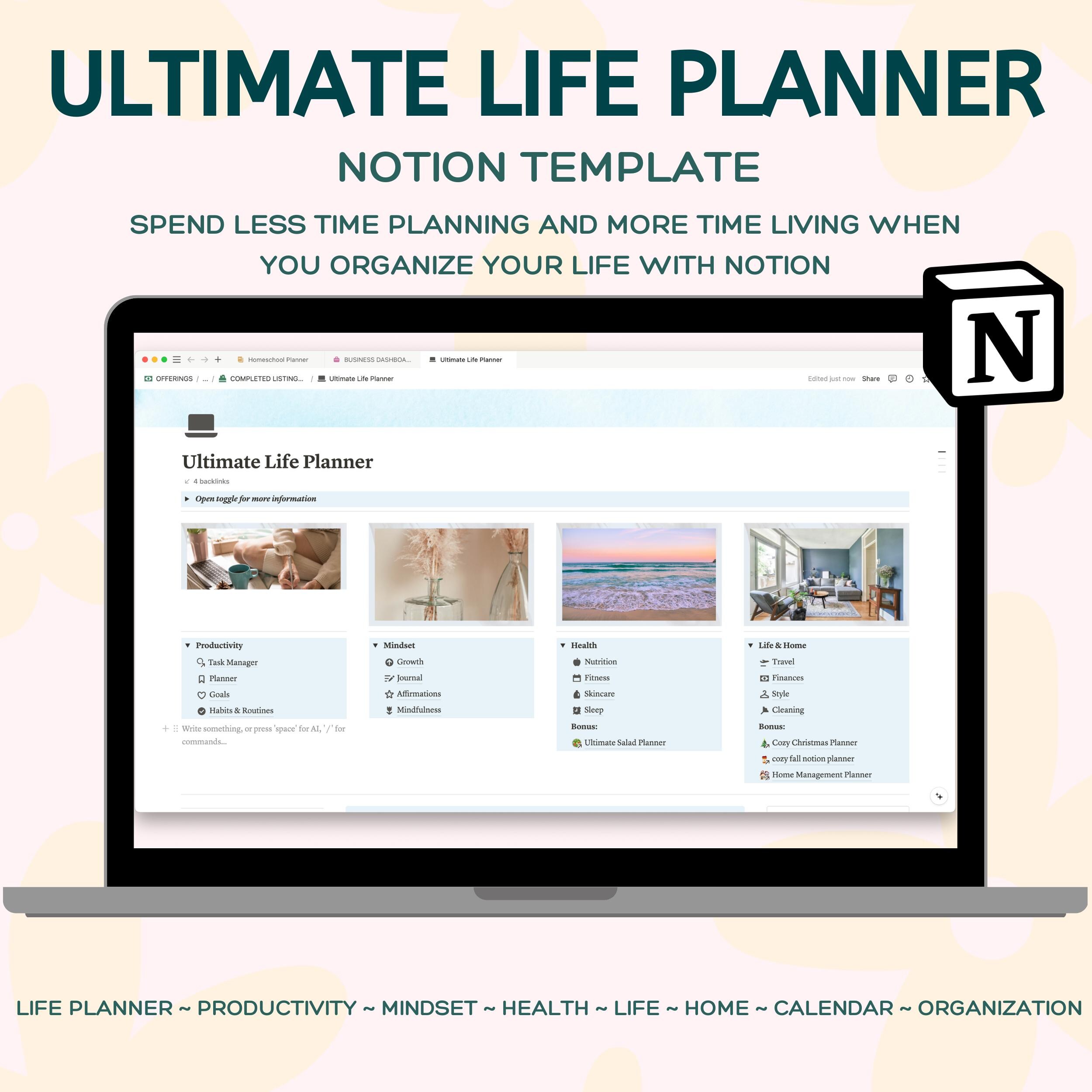 The Ultimate Notion Life Planner, Notion Life Dashboard, Notion Life ...