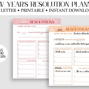 2023 New Years Resolution Planner Printable, New Years Goals Planner ...
