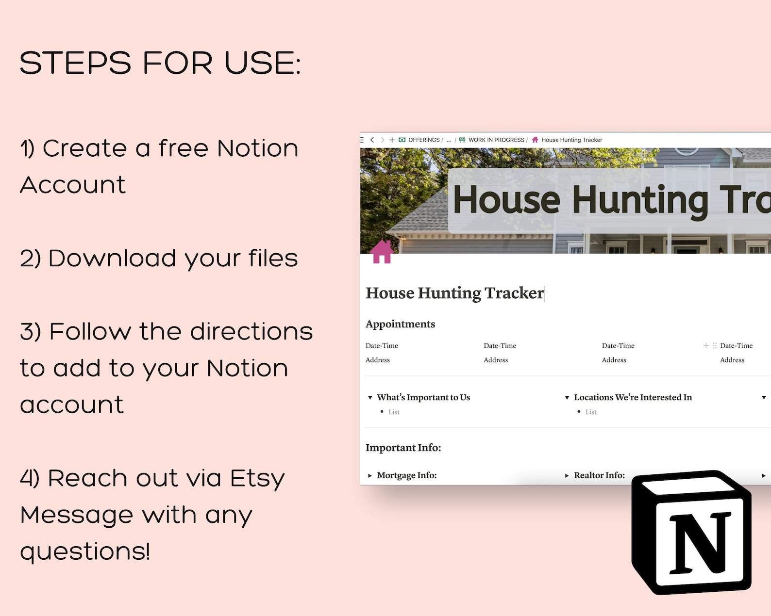 House Hunting Tracker Notion, House Hunting List, House Hunting Notes ...