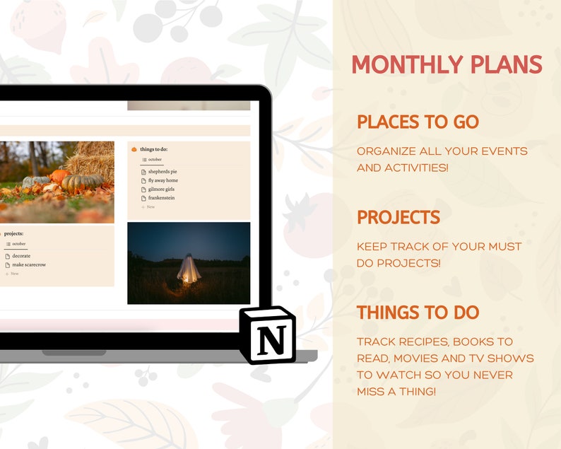 Fall Notion Planner, Autumn Notion Template, Notion Templates, Fall ...