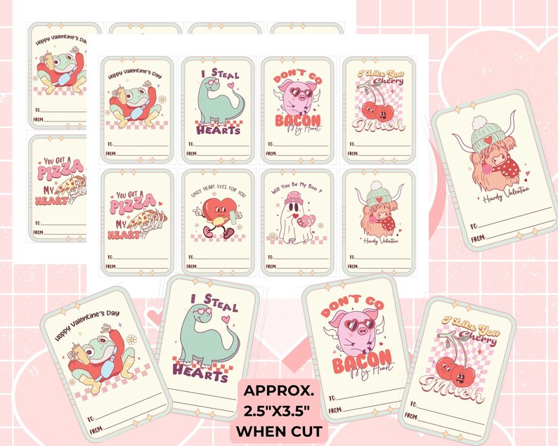 Printable Valentine Cards for Kids, Instant Download Valentine's Day ...