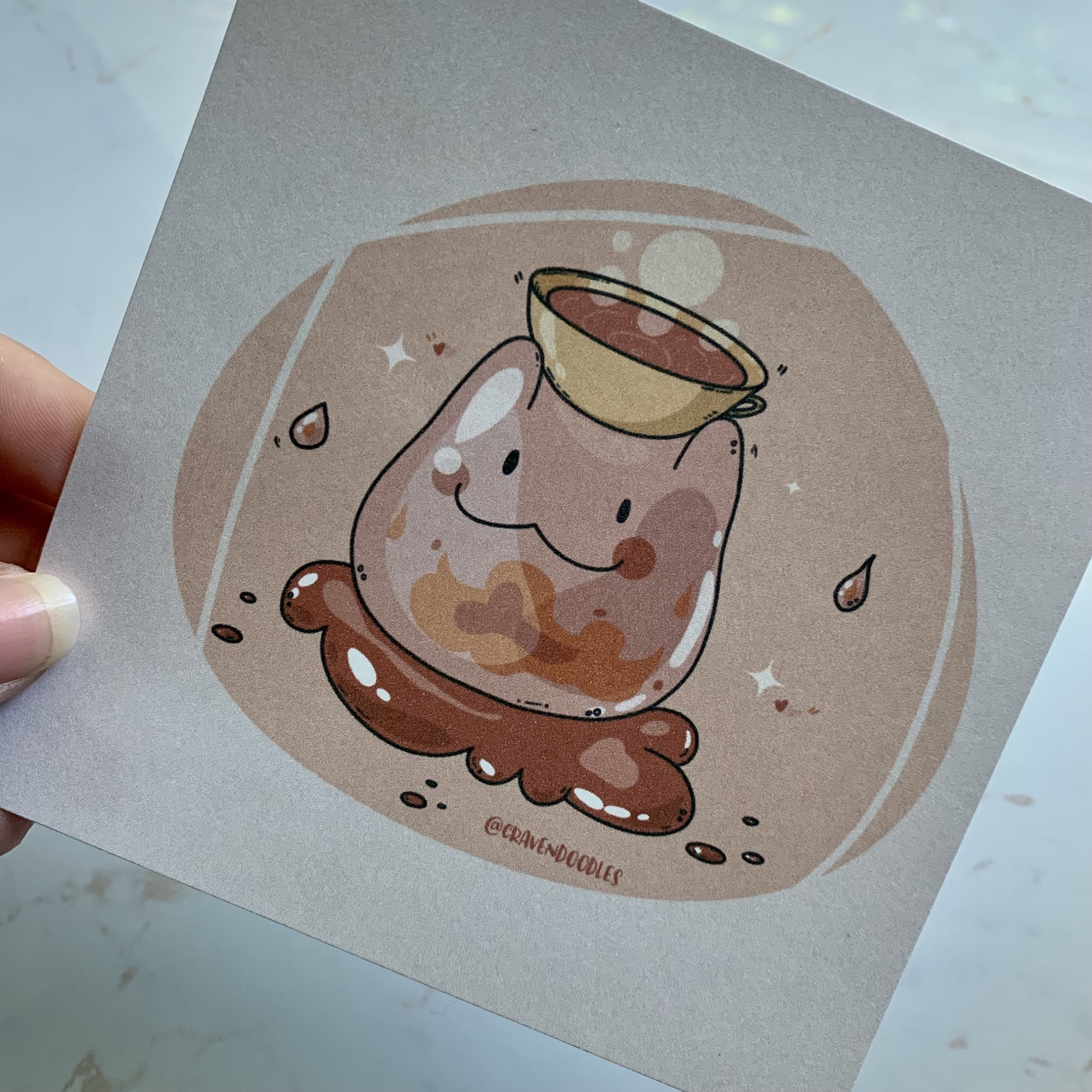 Kawaii Fire Slime Print Sunset Artwork Kawaii Blob Small Print Cute ...