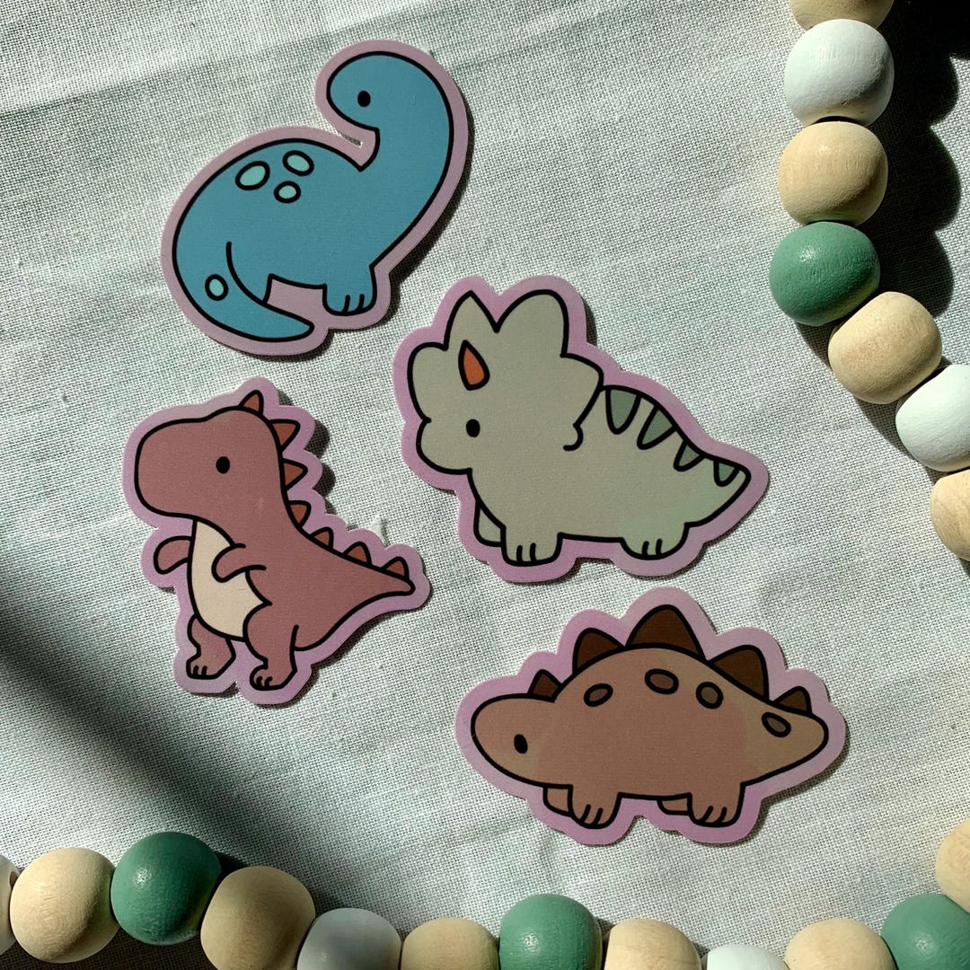 Cute Dinosaur Sticker Pack – Glossy Vinyl Dino Decals - Etsy