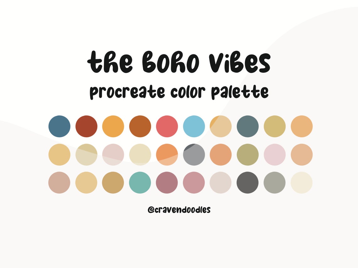 Boho Procreate Color Palette Procreate Swatches Instant - Etsy