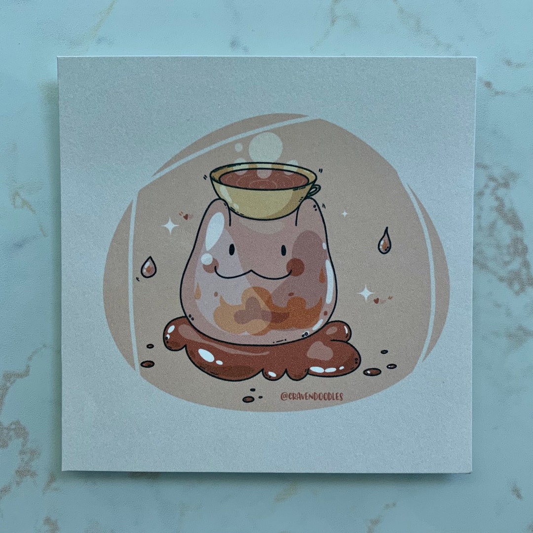 Kawaii Fire Slime Print Sunset Artwork Kawaii Blob Small Print Cute ...