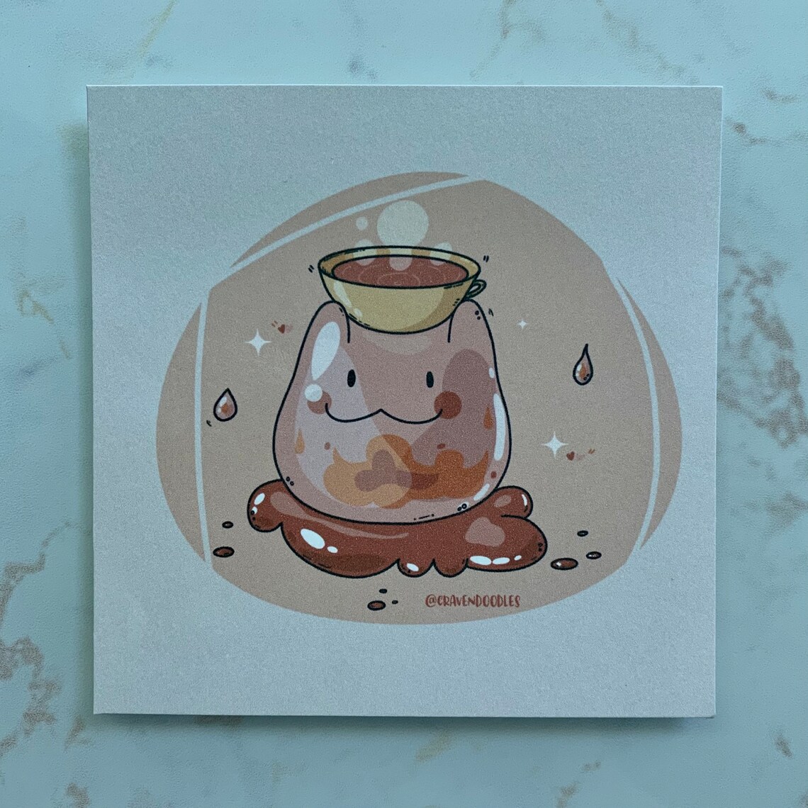 Kawaii Fire Slime Print Sunset Artwork Kawaii Blob Small Print Cute ...