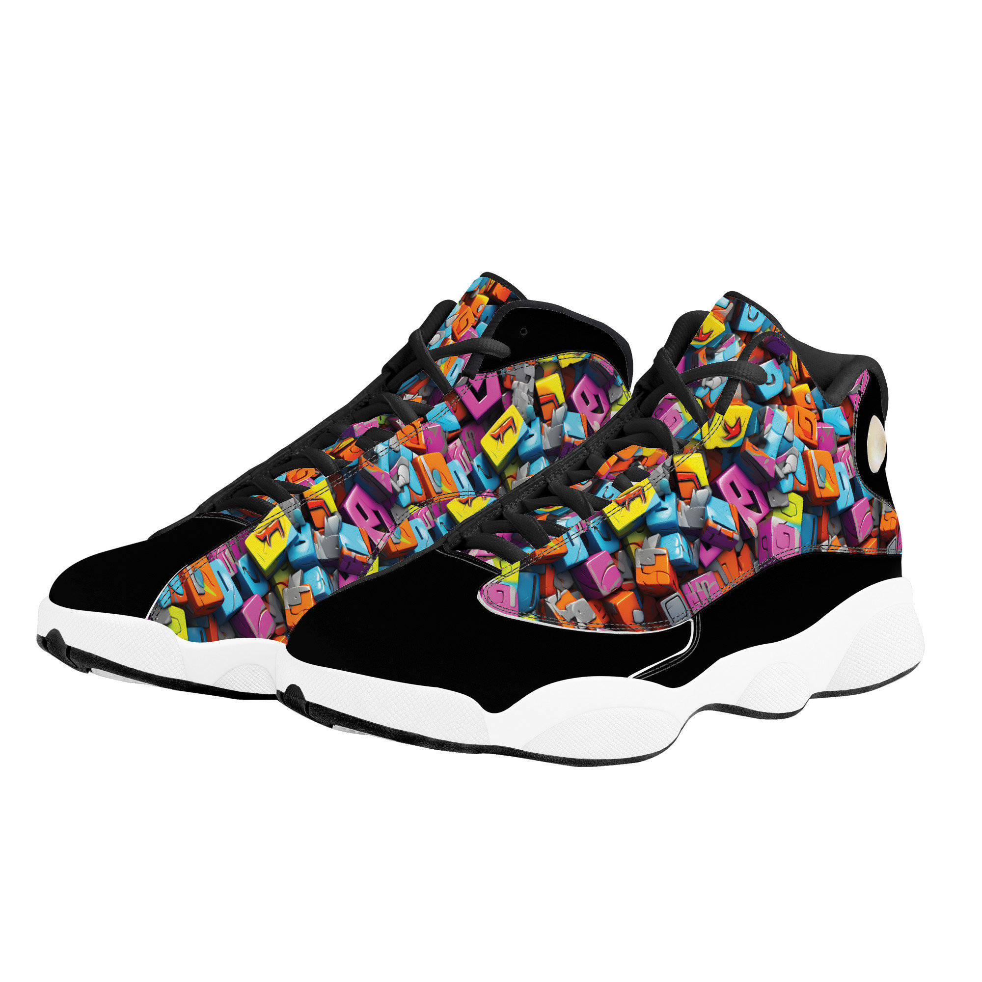 Basketball Shoes With 3D Graffiti Blocks in Bold Colors - Etsy