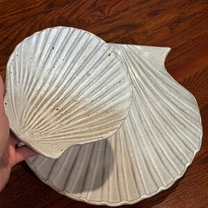 Scallop Seashell Studio Pottery Snack and Appetizer 2PC Set. Small ...