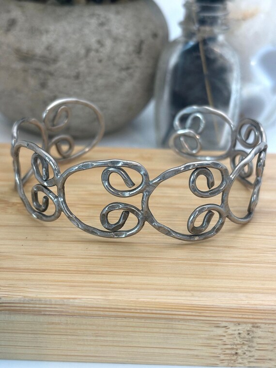 Post Modernist Silver Swirl Bangle Bracelet. Vintage … - Gem