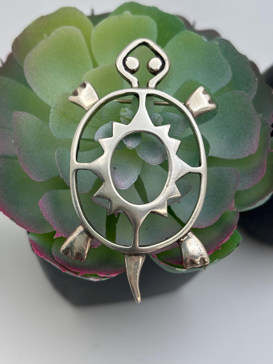 Vintage Navajo Sterling Silver Turtle Brooch Stamped and Signed Made by ...