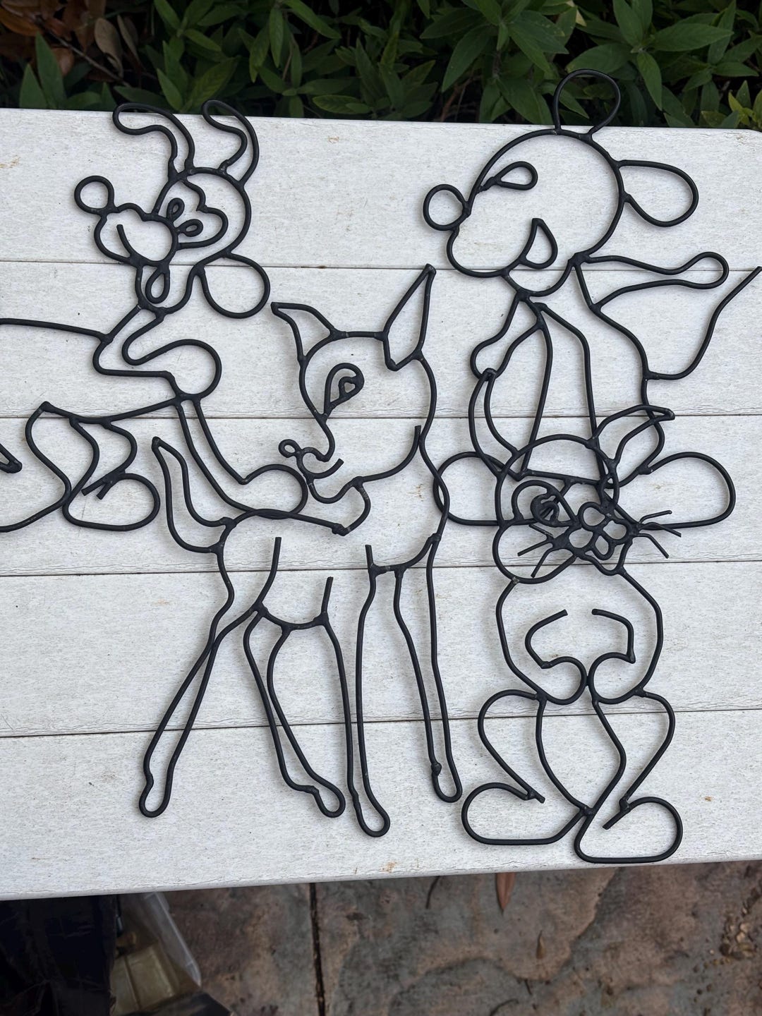 Vintage Disney Wire Wall Art Mikey, Pluto, Bambi and Thumper Iron Wire ...