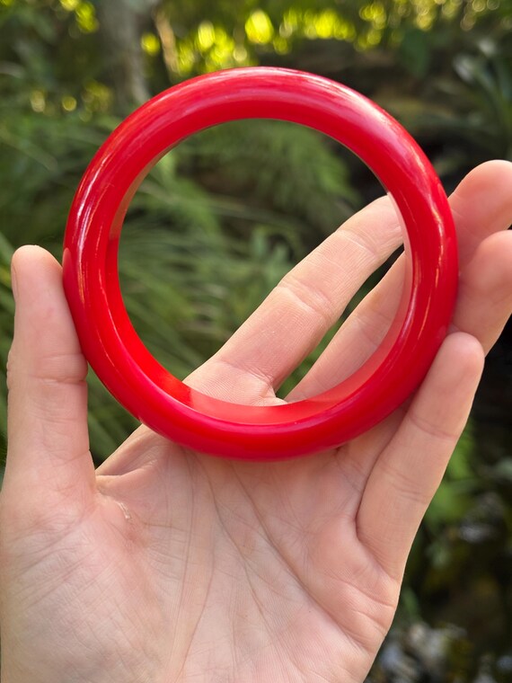 Cherry Red Bakelite Vintage Plastic Bangle .75inch Si… - Gem