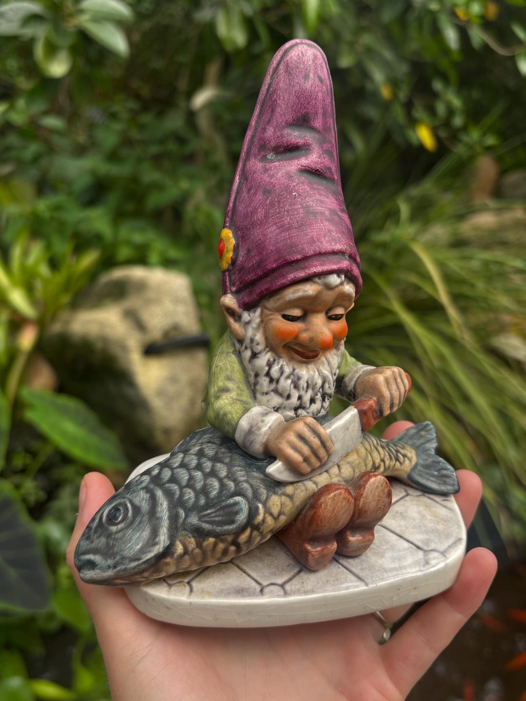 1970s Sam the Gourmet Gnome With Fish Ceramic Figure Made by Goebel ...