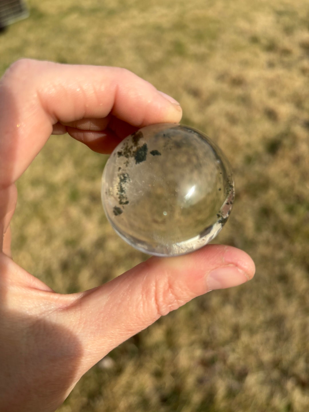 Garden Quartz 40mm Crystal Sphere Carving. Natural Lodolite Crystal ...
