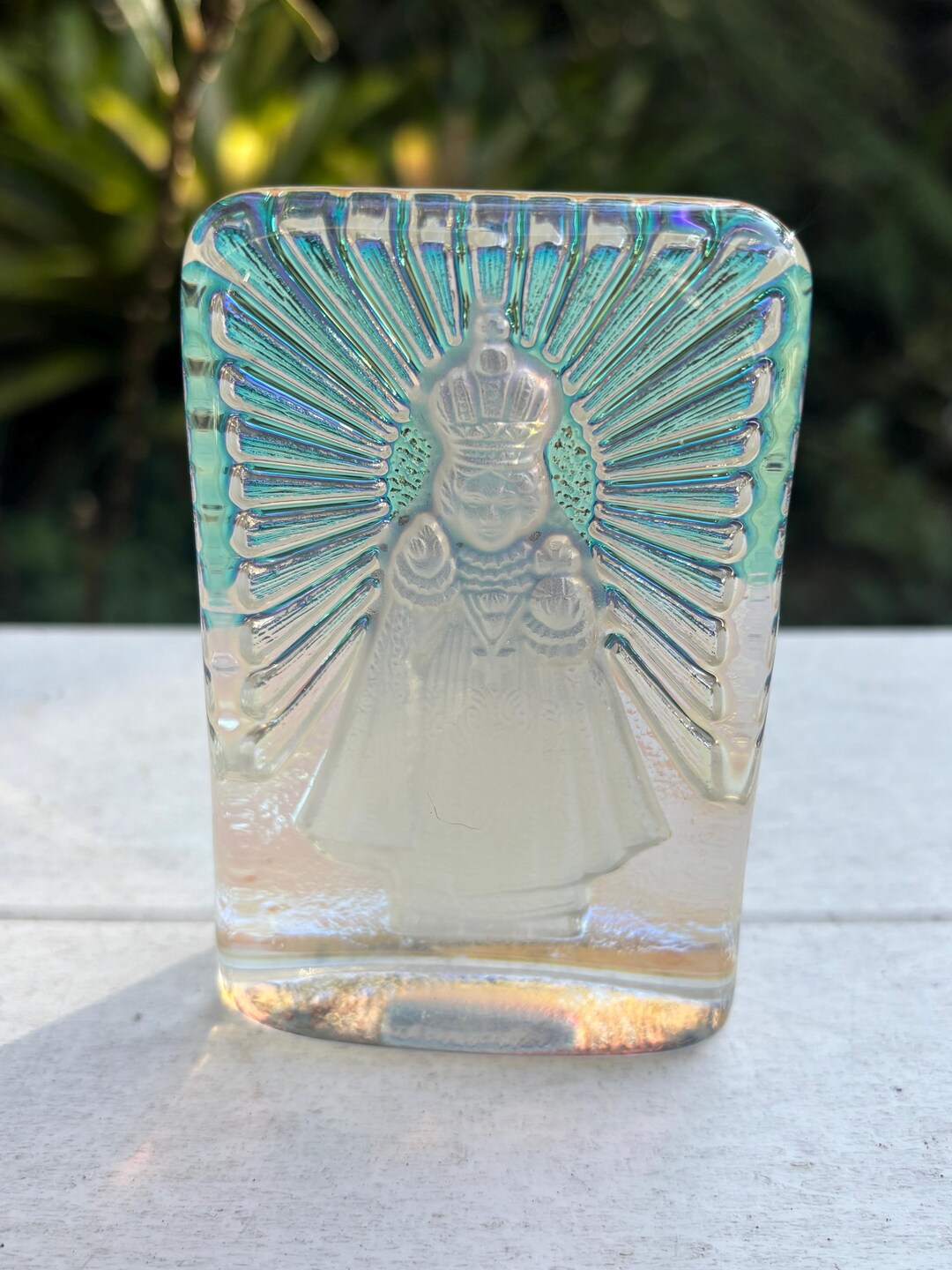 Vintage Czech Glass Holy Infant Jesus Carnival Style Glass Religious ...