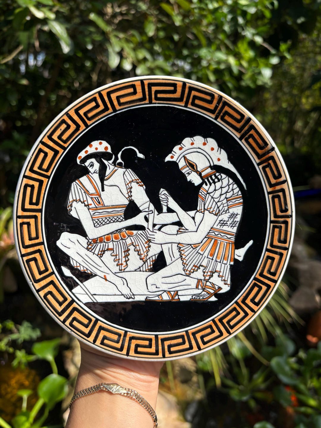 Vintage Greek Hand Painted Achilles Tending Wound 6inch Decorative ...