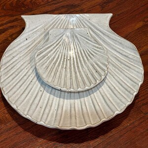 Scallop Seashell Studio Pottery Snack and Appetizer 2PC Set. Small ...