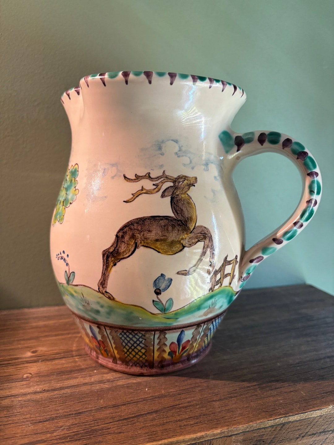 Gmundner Hunter's Delight Deer and Castle Jug Pitcher, Vintage Line of ...