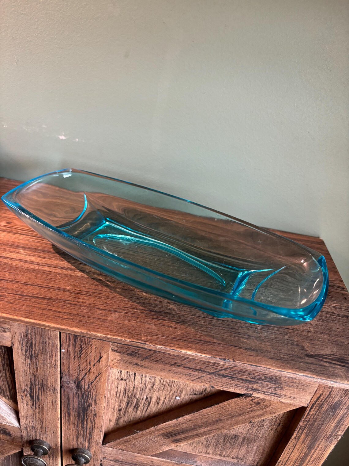 Hazel Atlas Celeste Blue Glass Capri Pattern Mid Century Vintage ...