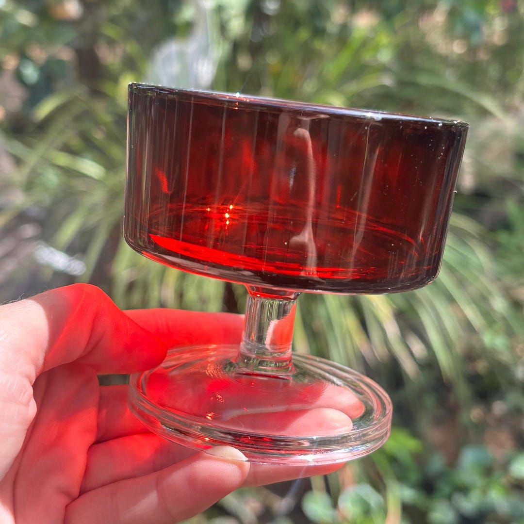 Vintage Luminarc Ruby Red Champagne Coupes or Sherbert Cups Five Piece ...