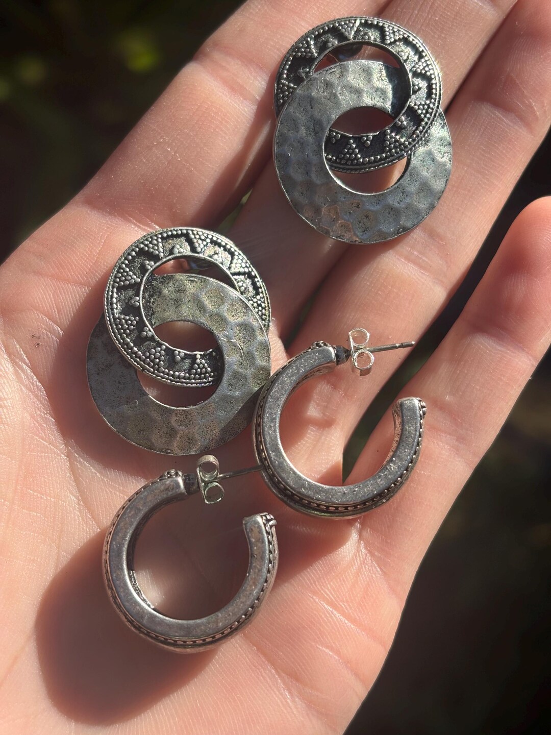 Vintage Cara Stimmel Pewter Post Modernist Circular Earrings Set 2 ...