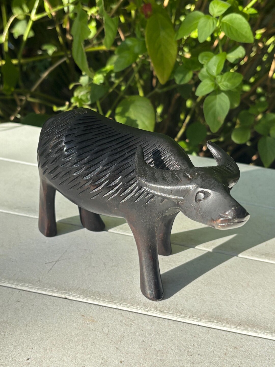 Vintage Water Buffalo Wood Carving Decor Figure - Etsy