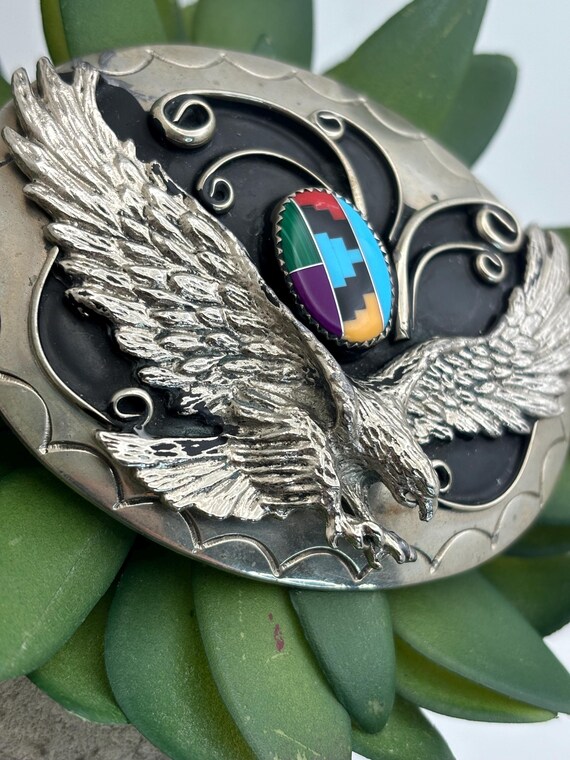 Eagle Shadowbox and Inlay Native American Style Silve… - Gem