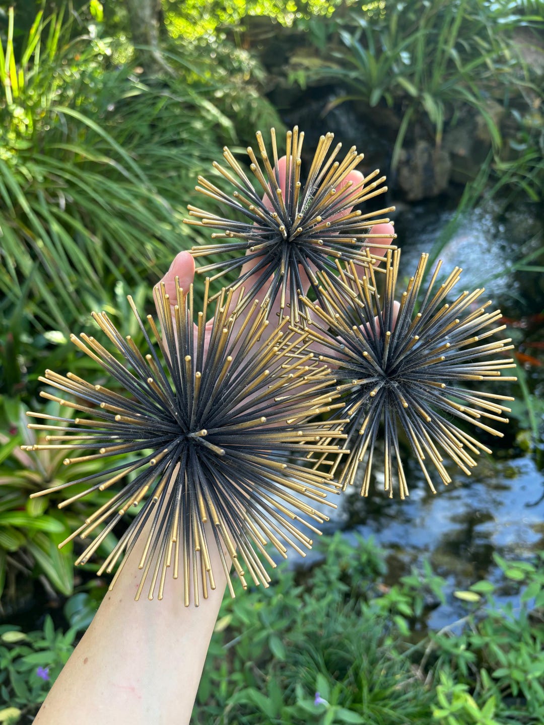 Retro Brass Atomic Urchin Metal Wall Decor Set 3 Pieces Vintage Brass ...