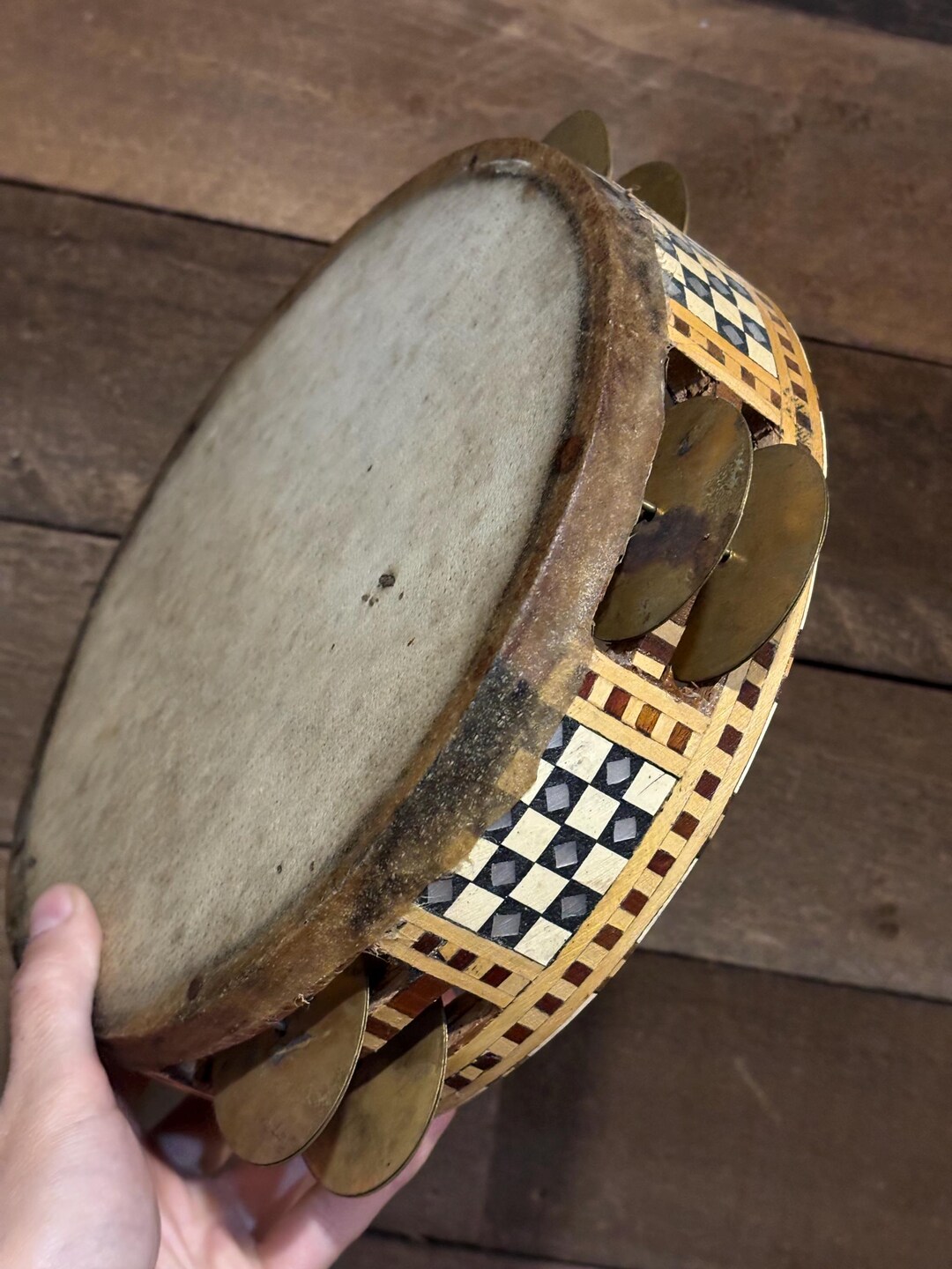 Egyptian Tambourine Boho Instrument Wall Decor Wood Inlay Design Made ...