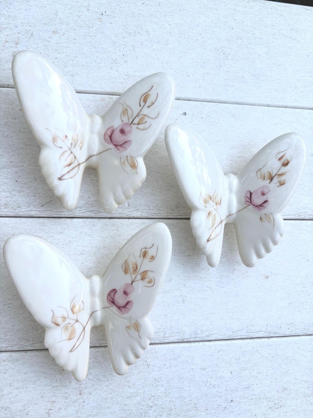 Vintage Ceramic Cottagecore Butterfly Wall Decor Set. Set of 3 Ceramic ...