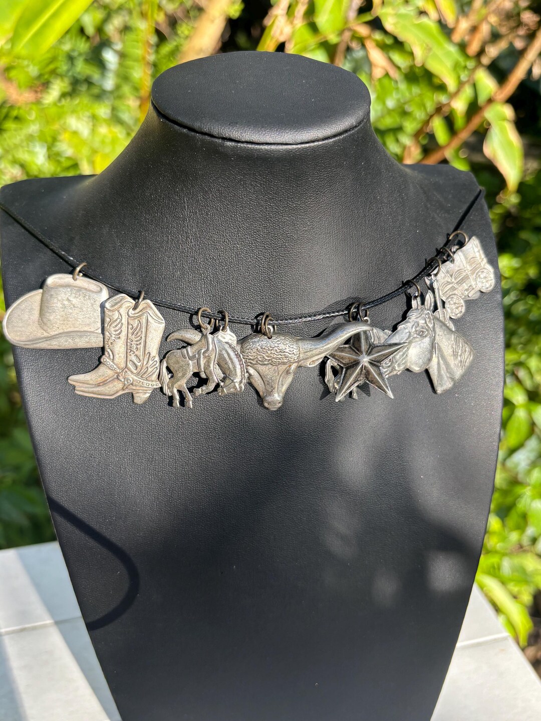 Vintage Western Old Pawn Silver 12 Piece Charm Set on a Slim Leather ...