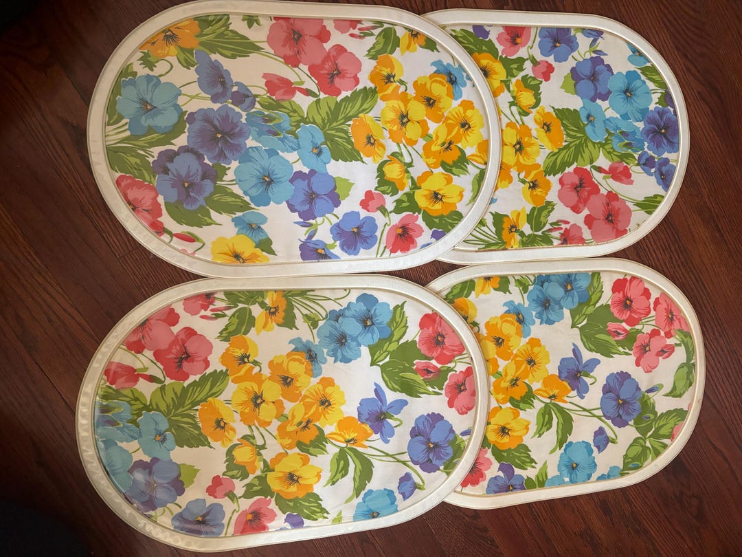 1980s Shabby Chic Floral Vinyl Oval Placemats 4 Pieces - Etsy