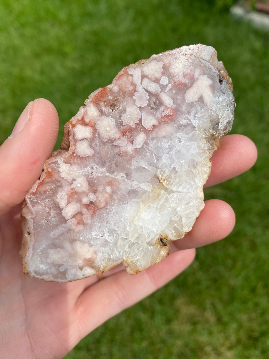 Pink Amethyst Slab With Plastic Stand. Natural Pink Amethyst Crystal ...