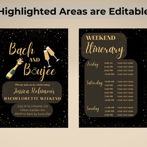 Bach and Boujee Bachelorette/hen Party Invitation & Weekend Itinerary ...