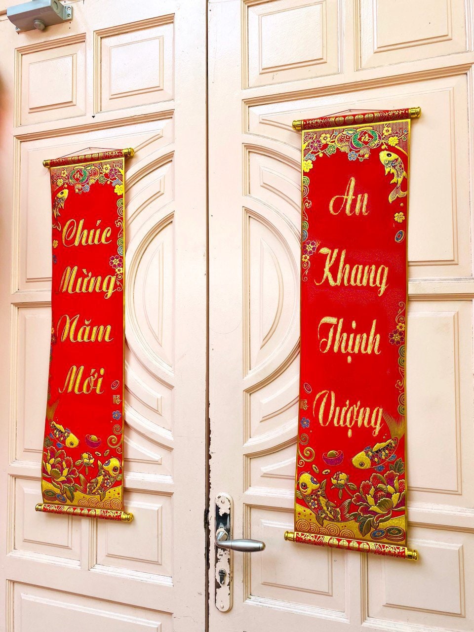Vietnamese Lunar New Year Decoration Couplets 1 Pair of Red Hanging ...