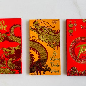 18 Pieces Vietnamese New Year Red Lucky Envelopes Large Size 6.5x3.5 ...