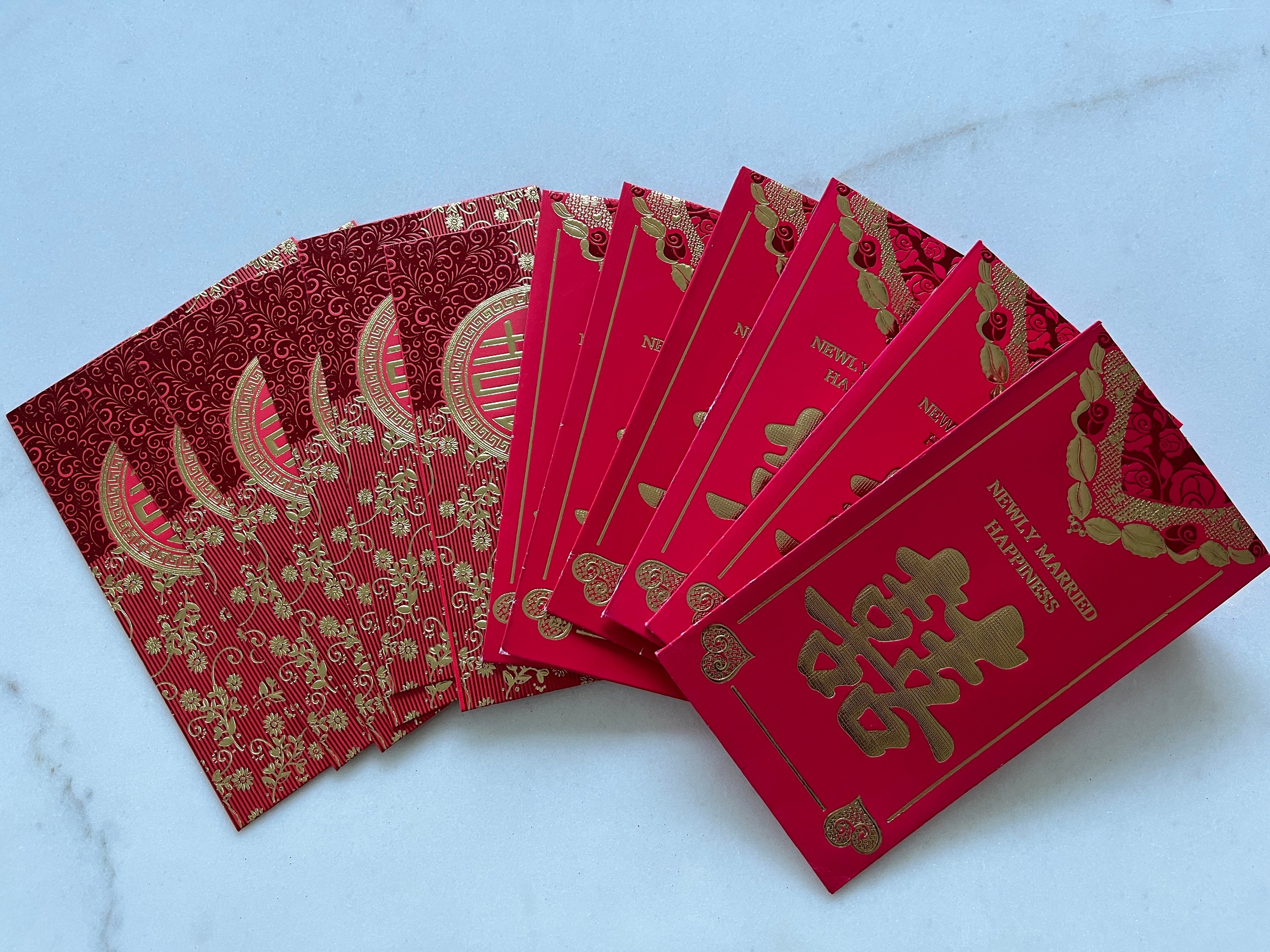 12 Large Vietnamese Wedding Red Envelopes: Lucky Money Gift (6.5"x3.5 ...