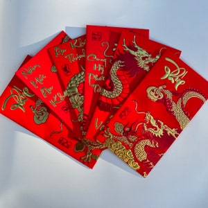 18 Pieces Vietnamese New Year Red Lucky Envelopes Large Size 6.5x3.5 ...