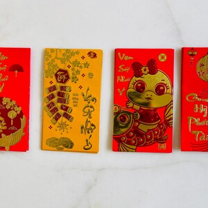 24 Pieces Vietnamese New Year Red Lucky Envelopes ( Large Size 6.5"x3.5 ...