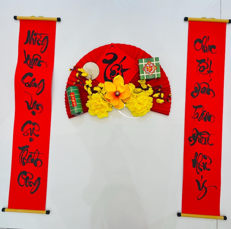 Vietnamese Lunar New Year Decoration Couplets Red Hanging Couplets for ...