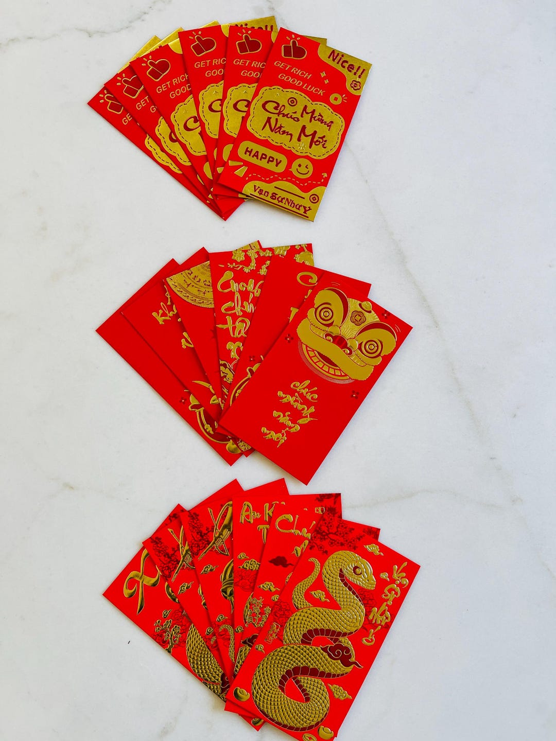 18 Pieces Vietnamese New Year Red Lucky Envelopes ( Large Size 6.5"x3.5 ...