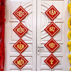 Vietnamese Lunar New Year Decoration Couplets Red Hanging Couplets for ...