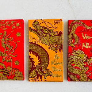 18 Pieces Vietnamese New Year Red Lucky Envelopes Large Size 6.5x3.5 ...