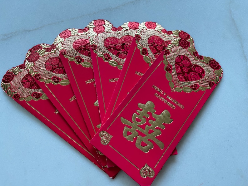 12 Large Vietnamese Wedding Red Envelopes: Lucky Money Gift (6.5"x3.5 ...