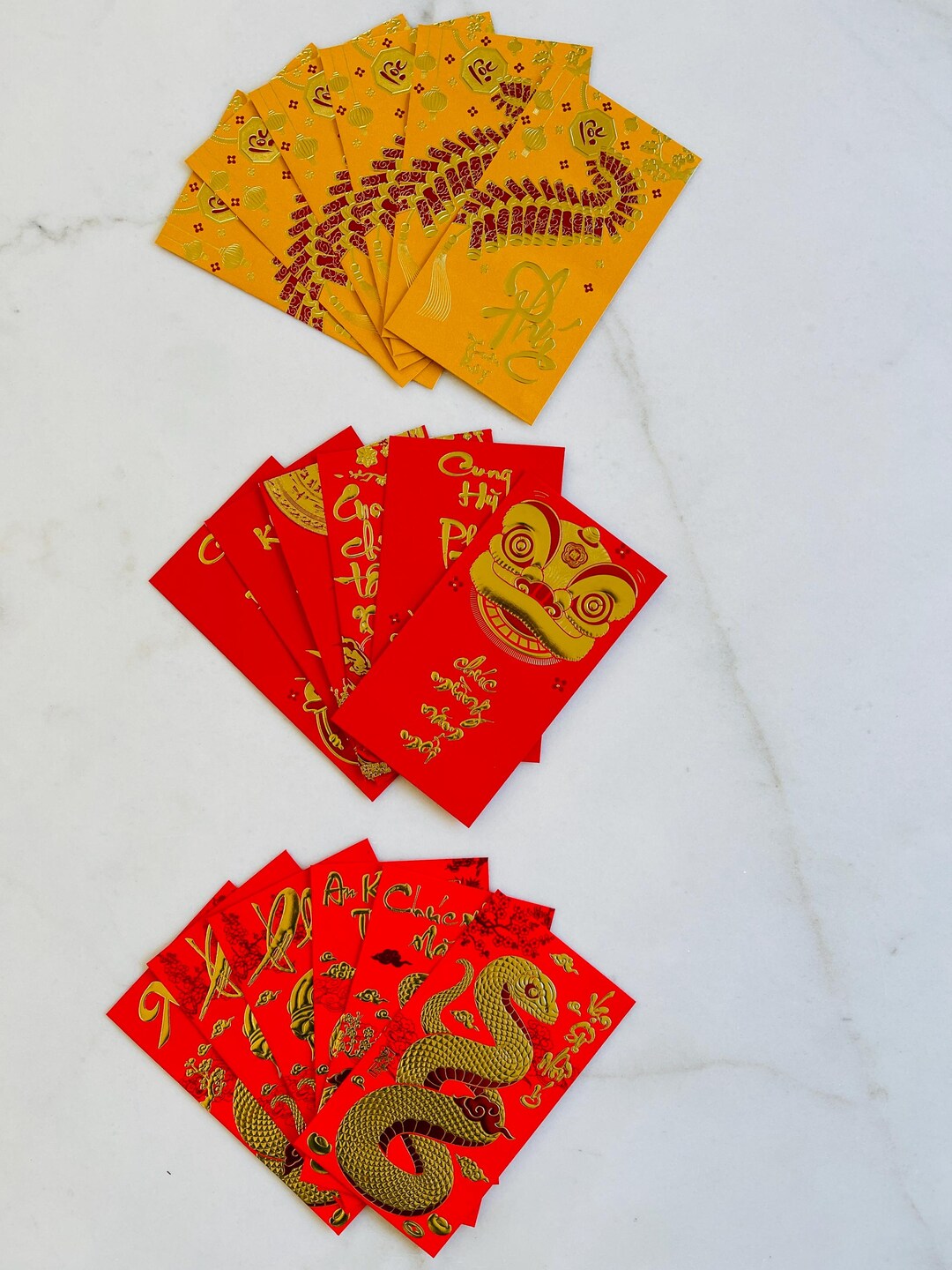 18 Pieces Vietnamese New Year Red Lucky Envelopes ( Large Size 6.5"x3.5 ...
