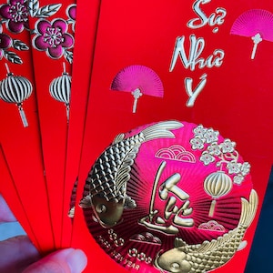 24 Pieces Vietnamese New Year Red Lucky Envelopes ( Large Size 6.5"x3.5 ...