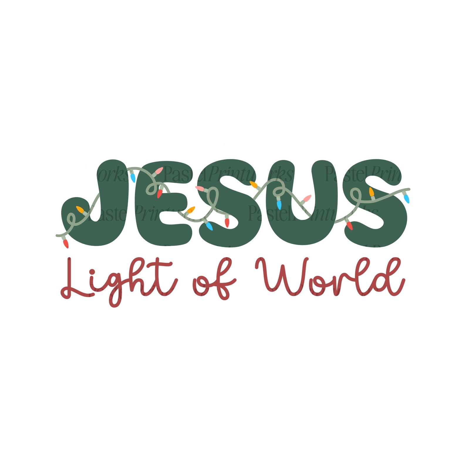 Jesus Light of the World PNG: Christmas Lights Design (digital Download ...
