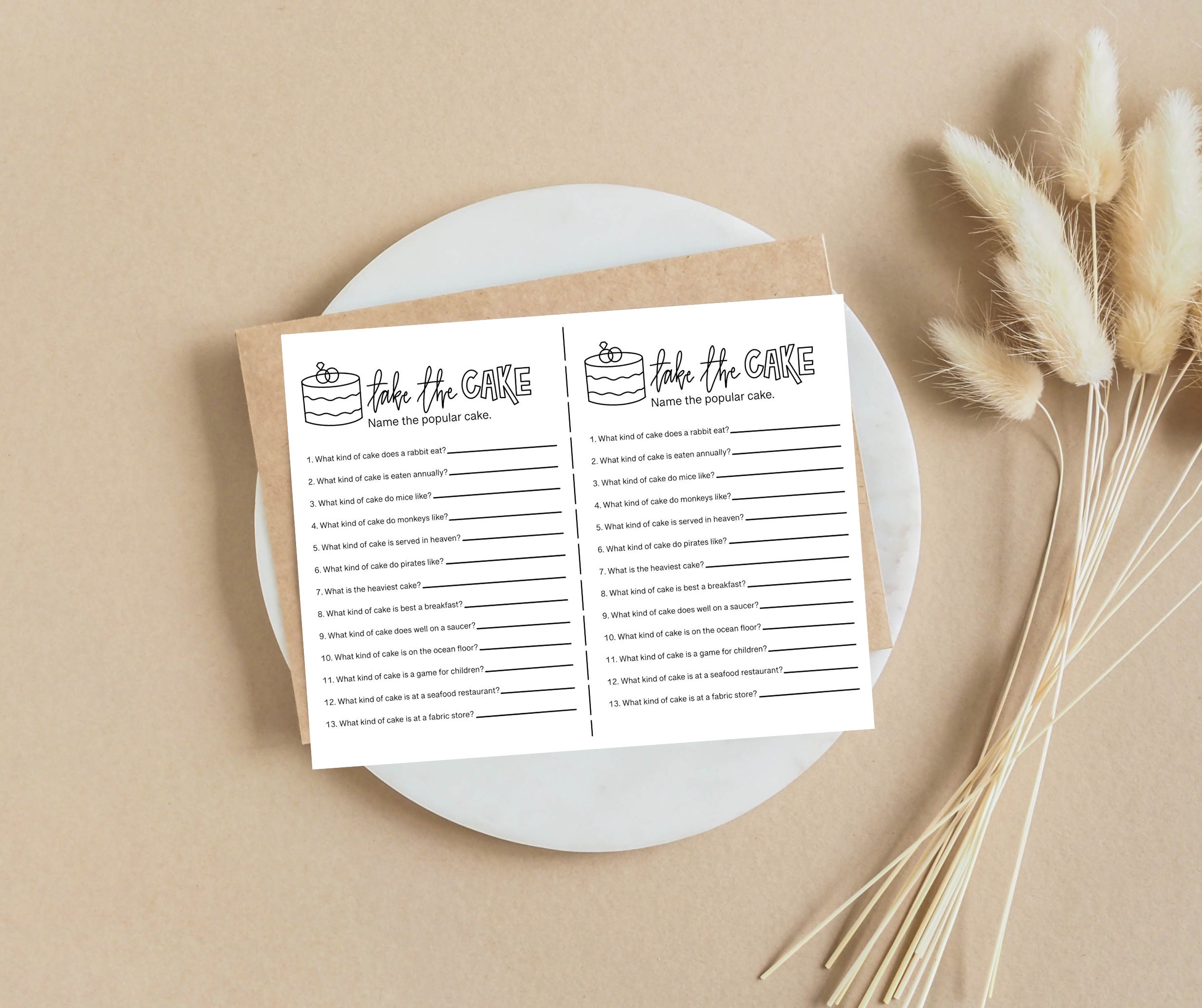 Cake Trivia Wedding Shower Game - Etsy